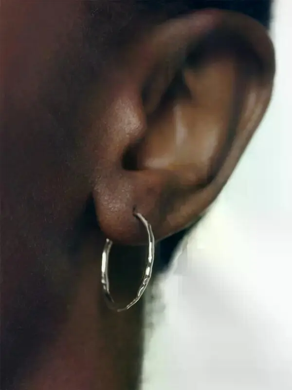 Monica Vinader 14k White Gold Medium Siren Hoop Earrings - Silver