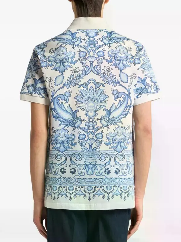 Etro Floral-print Polo Shirt - Blue