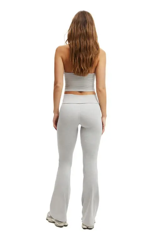 Cotton:on Active Ultra Soft Roll Over Flare Leggings - Light Grey Marle