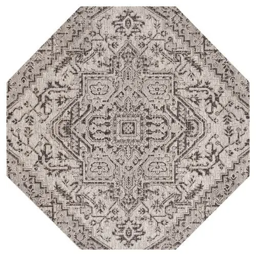 JONATHAN Y Estrella Bohemian Medallion Textured Weave Octagon Indoor/outdoor Area Rug - Black/gray