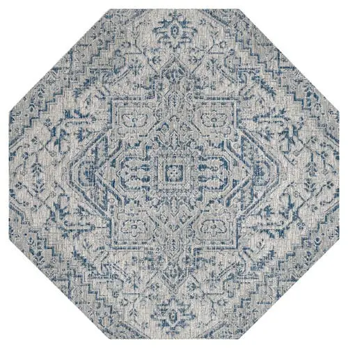 JONATHAN Y Estrella Bohemian Medallion Textured Weave Octagon Indoor/outdoor Area Rug - Navy/gray
