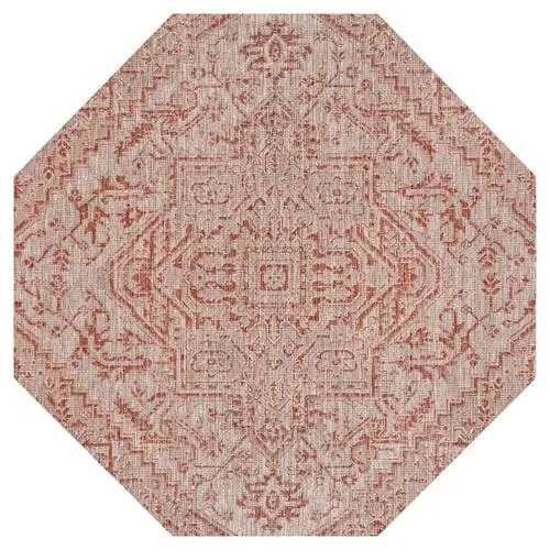 JONATHAN Y Estrella Bohemian Medallion Textured Weave Octagon Indoor/outdoor Area Rug - Red/taupe