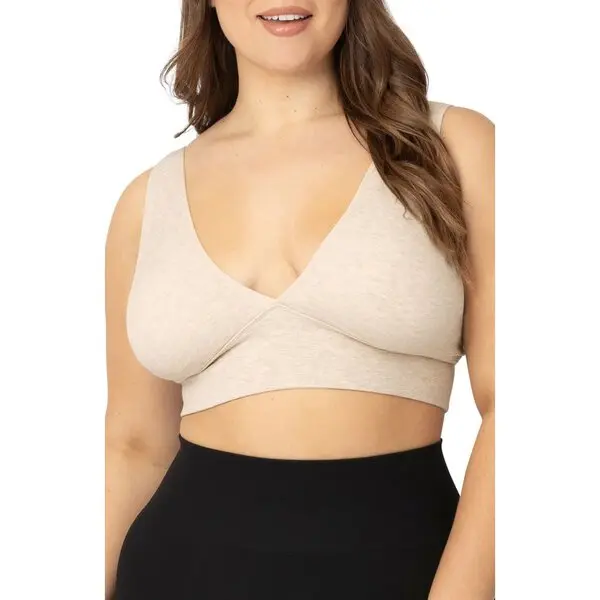 KINDRED BRAVELY Sublime Maternity & Nursing Plunge Bra- Fits 30b-46b - Oatmeal Heather