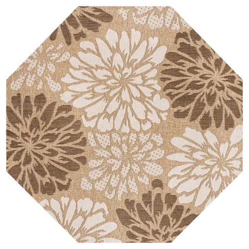 JONATHAN Y Zinnia Modern Floral Textured Weave Octagon Indoor/outdoor Area Rug - Brown/cream