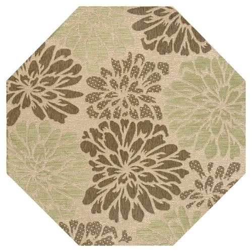 JONATHAN Y Zinnia Modern Floral Textured Weave Octagon Indoor/outdoor Area Rug - Sage/brown