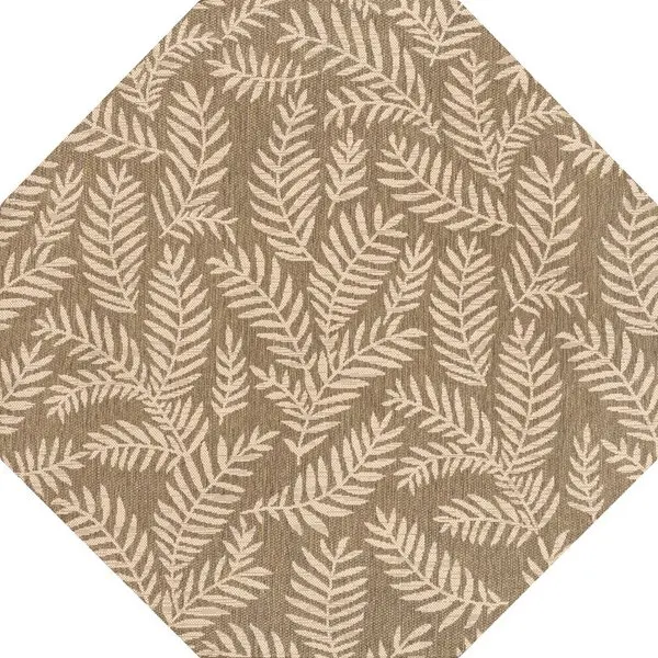 JONATHAN Y Nevis Palm Frond Octagon Indoor/outdoor Area Rug - Brown/beige