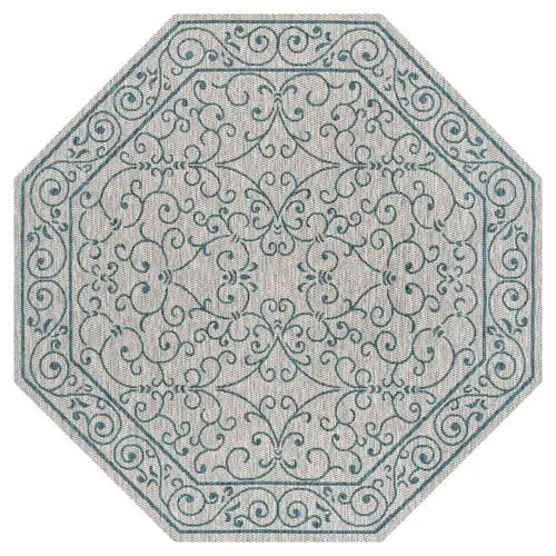 JONATHAN Y Charleston Vintage Filigree Textured Weave Octagon Indoor/outdoor Area Rug - Gray/teal