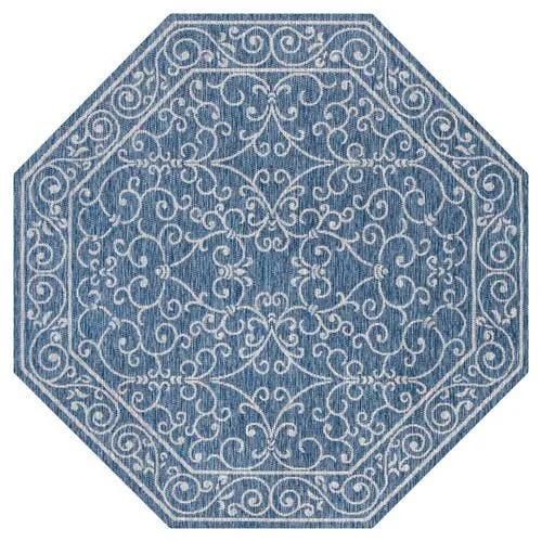 JONATHAN Y Charleston Vintage Filigree Textured Weave Octagon Indoor/outdoor Area Rug - Navy/gray