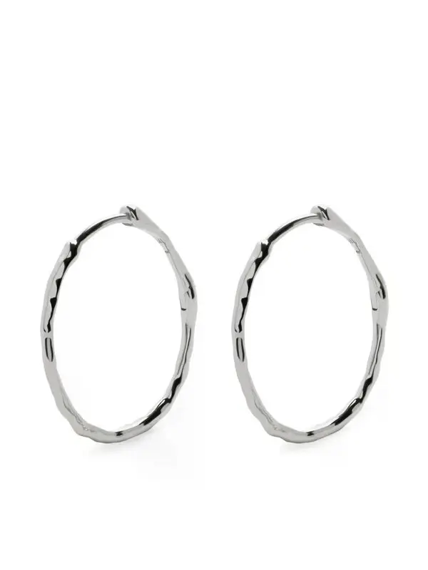 Monica Vinader 14k White Gold Medium Siren Hoops - Silver