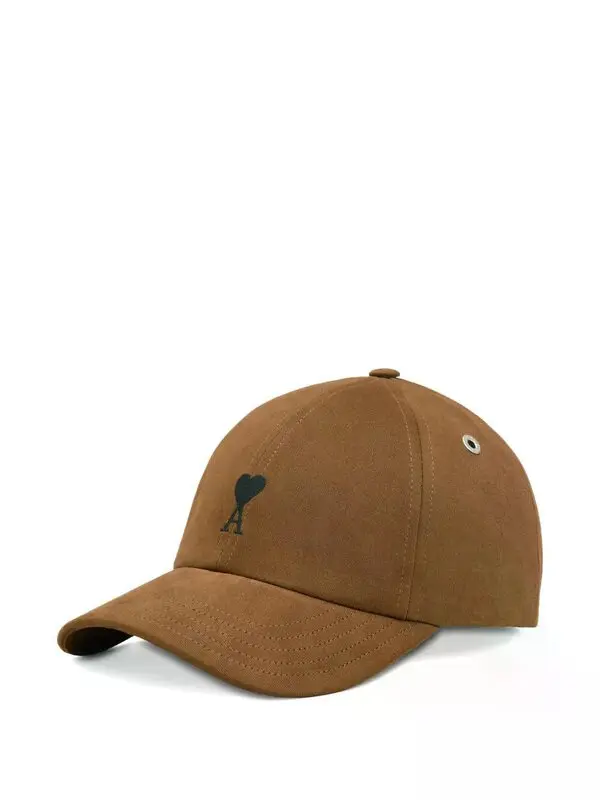 AMI Paris De Coeur Embroidered Cap - Brown