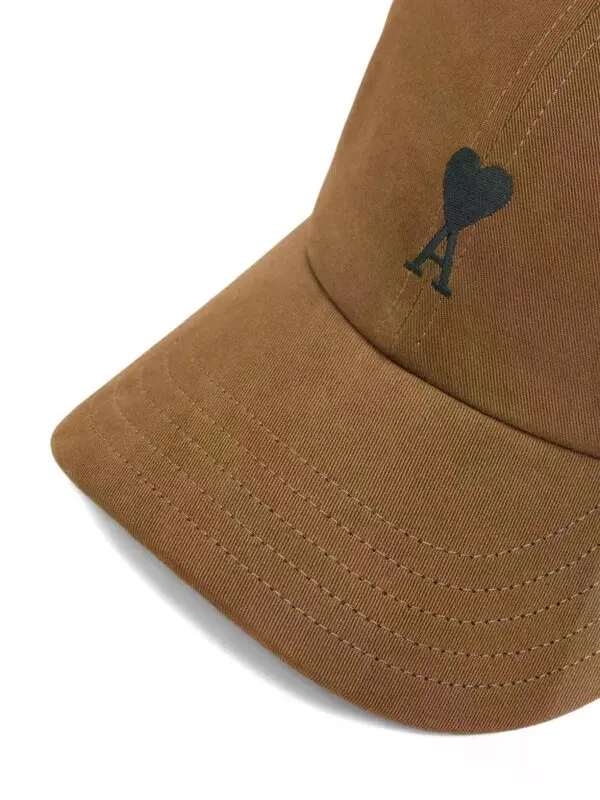 AMI Paris De Coeur Embroidered Cap - Brown
