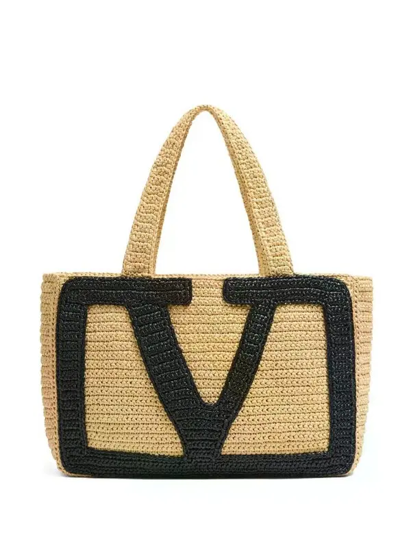 Valentino Garavani Large Viva Superstar Raffia Tote Bag - Neutrals