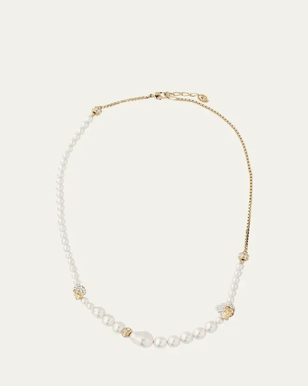Alexander McQueen Skull Chain Necklace - Pearl