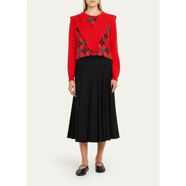 HODAKOVA Argyle Knit Sweater With Reworked Double Sleeve