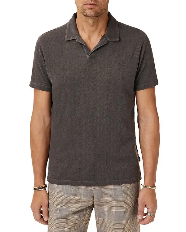 John Varvatos Zion Open Collar Polo Shirt - Flat Gray