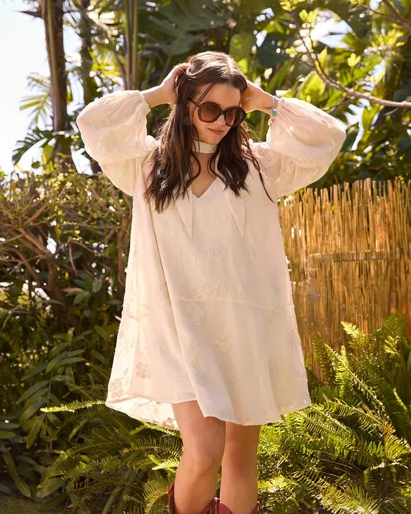 Aqua X Ava Phillippe Embroidered Chiffon Mini Dress