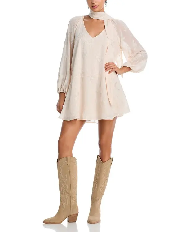 Aqua X Ava Phillippe Embroidered Chiffon Mini Dress