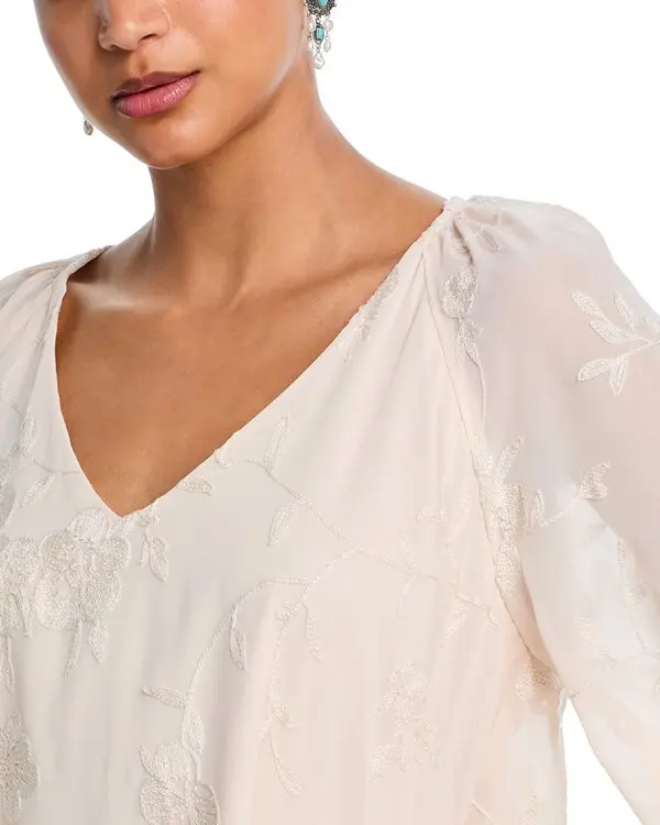 Aqua X Ava Phillippe Embroidered Chiffon Mini Dress