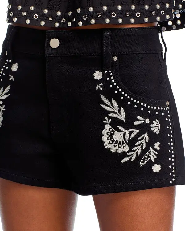 Aqua Ava Phillippe Embroidery Stud Shorts