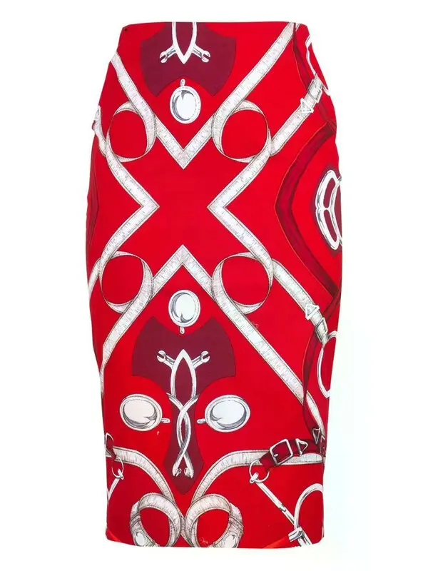 Samantha Sung Printed Pencil Skirt - Red