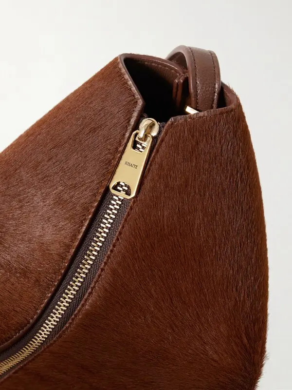 Khaite Lina Medium Calf Hair Shoulder Bag - Brown
