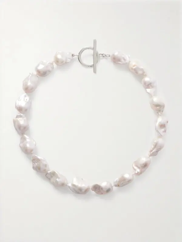 Agmes Recycled Sterling Freshwater Pearl Necklace - Silver