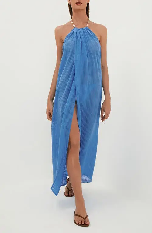 VIX PAULA HERMANNY Cloe Halter Cotton Cover-up Dress - Blue
