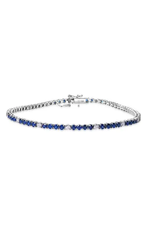 VALANI ATELIER Sapphire & Diamond Tennis Bracelet - 14k White Gold