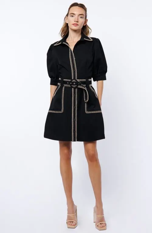 CIEBON Whipstitch Short Sleeve Shirtdress