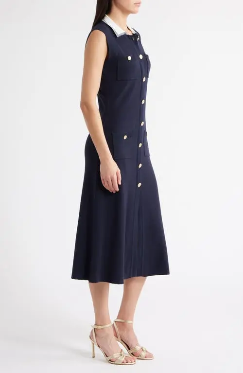 contrast collar shirt dress Black Rib Knit Contrast Collar Mini Shift Dress