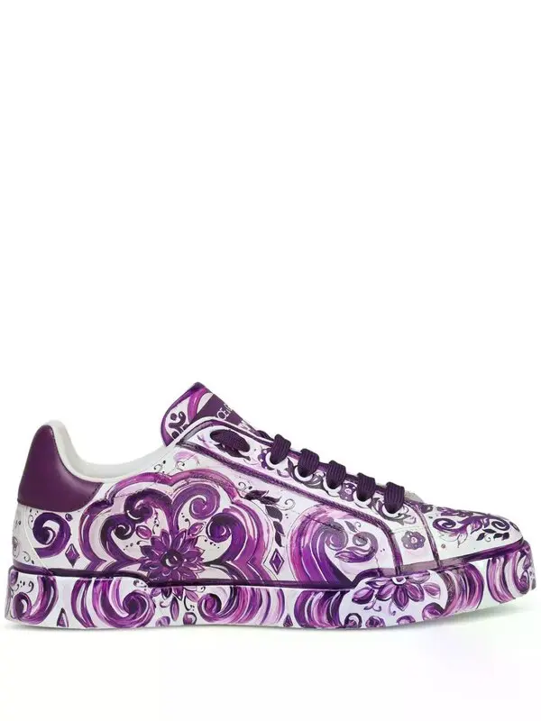 Dolce & Gabbana Maiolica-print Lace-up Sneakers - White