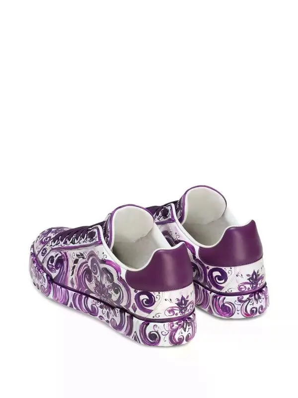 Dolce & Gabbana Maiolica-print Lace-up Sneakers - White