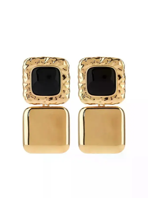 SELF-PORTRAIT Textured Square Earrings - Gold