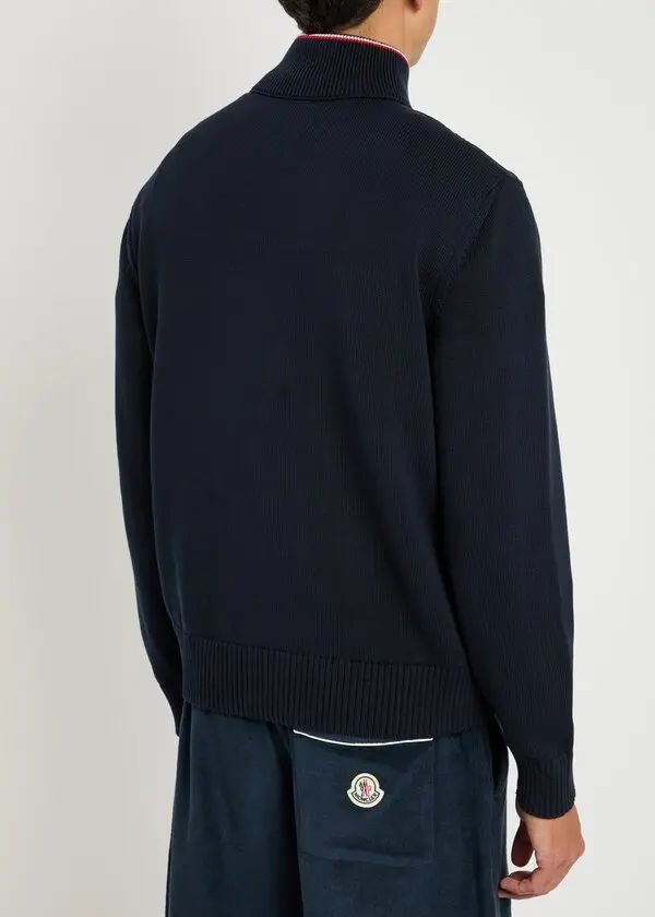 Moncler Quilted Shell And Knit Jacket - Navy