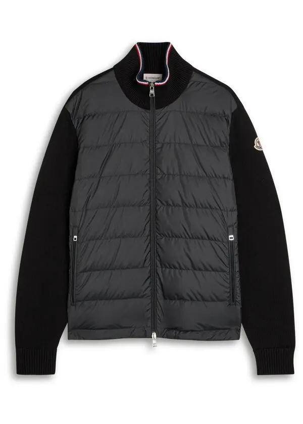 Moncler Quilted Shell And Knit Jacket - Black
