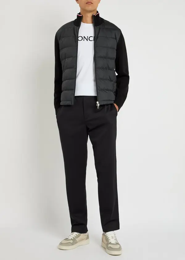 Moncler Quilted Shell And Knit Jacket - Black