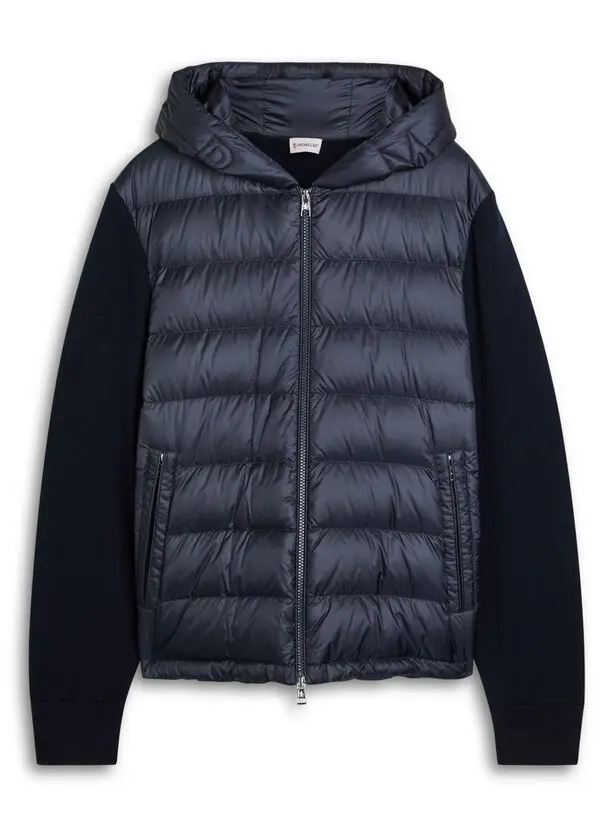 Moncler Hooded Shell And Wool Jacket