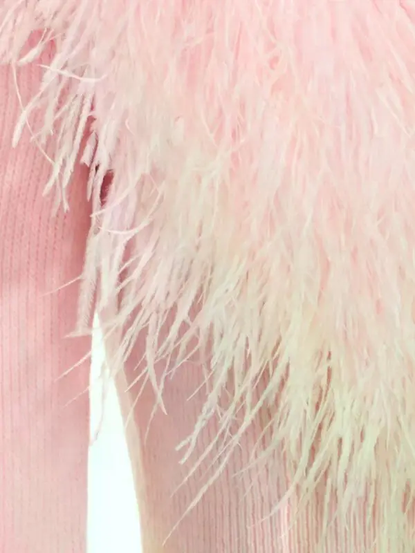 Blumarine Feather-trimmed Cardigan - Pink