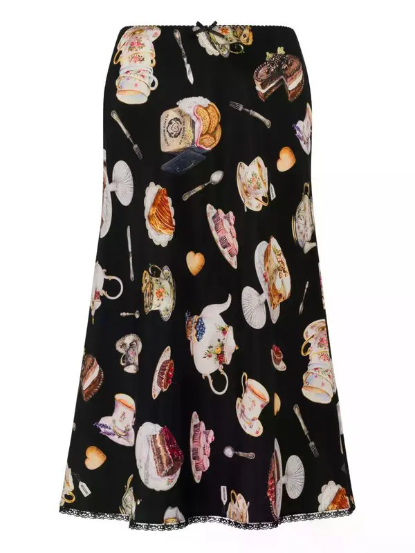 Moschino Printed Midi Skirt - Black