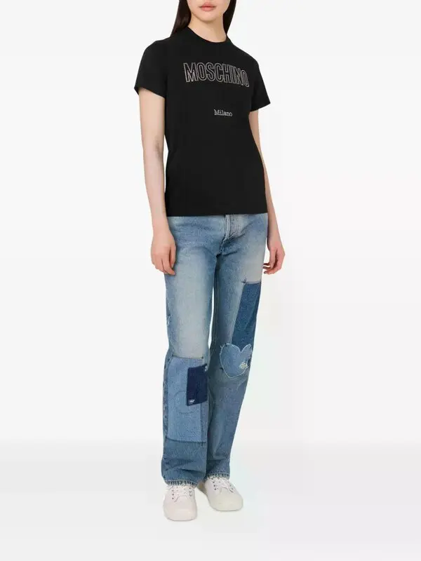 Moschino Embellished Cotton T-shirt - Black