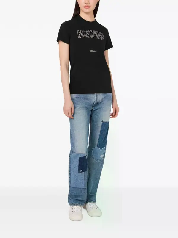 Moschino Embellished Cotton T-shirt - Black