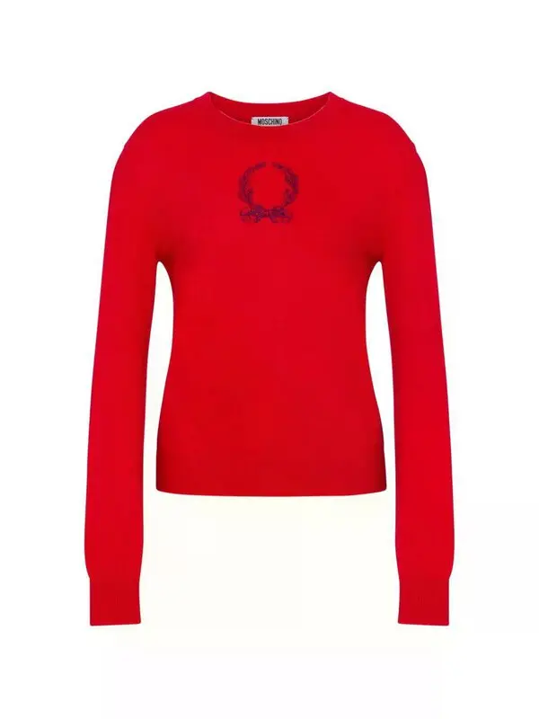Moschino Laurel Crown Embellished Logo Sweater - Red