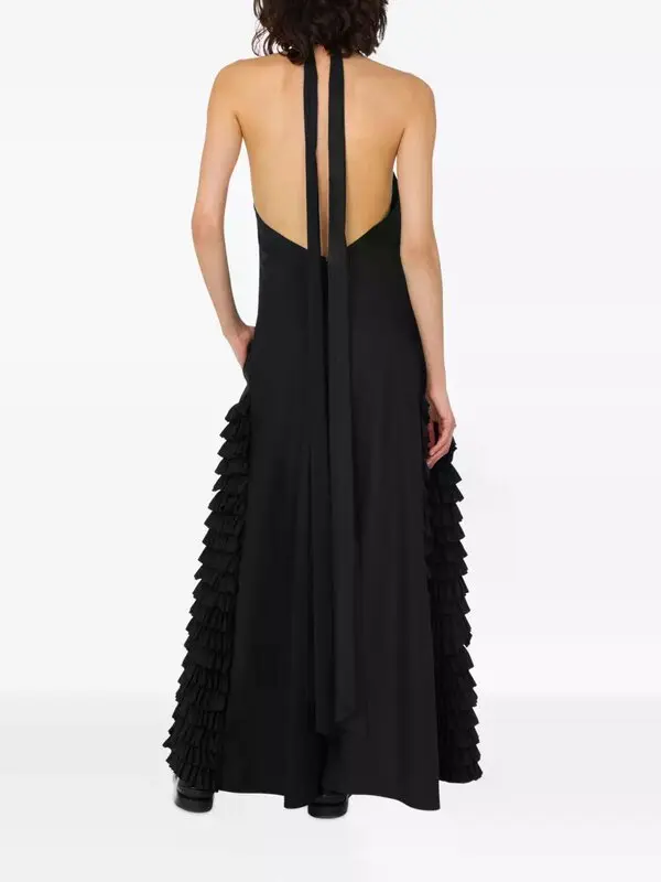 Moschino Halterneck Ruffled Maxi Dress
