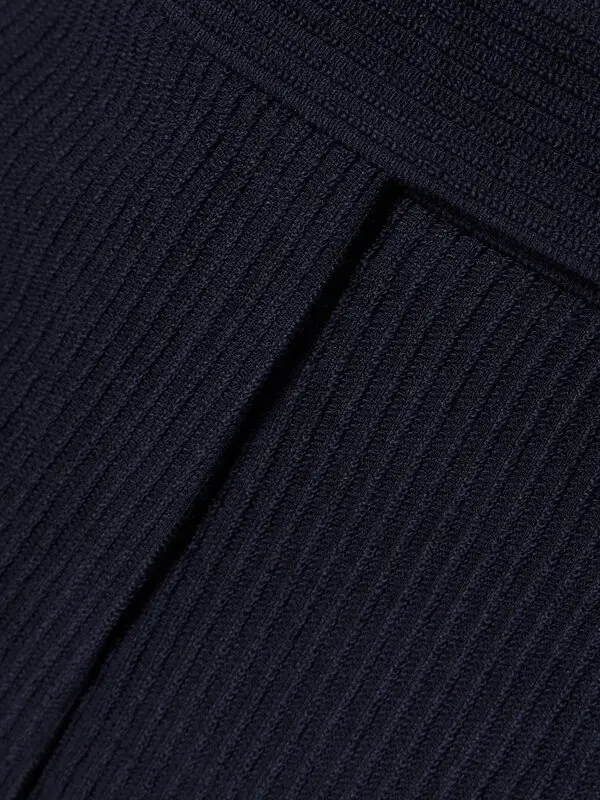 Max Mara Osol Ribbed Wool-blend Wide-leg Pants - Blue