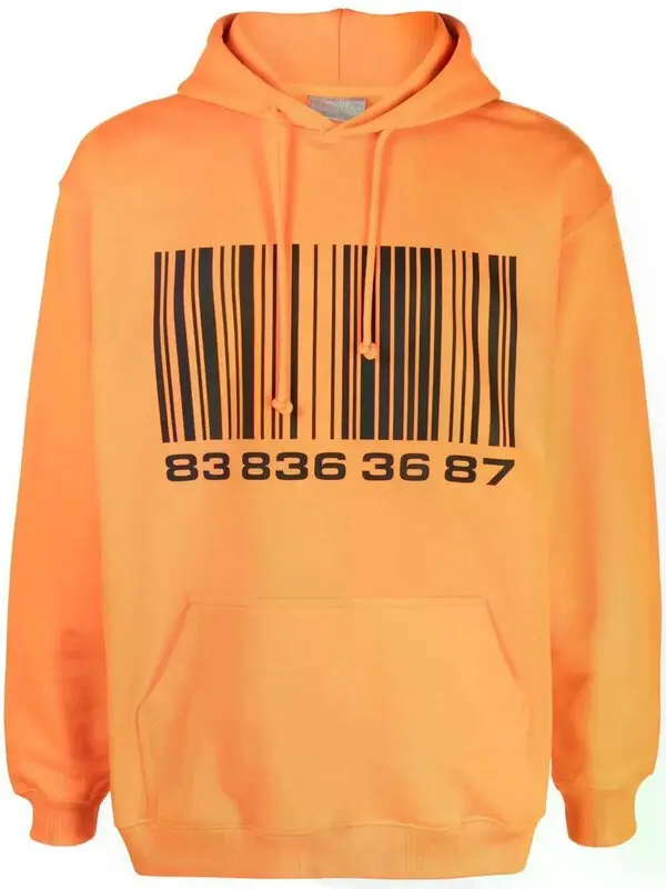 VTMNTS Barcode-print Cotton Hoodie - Orange