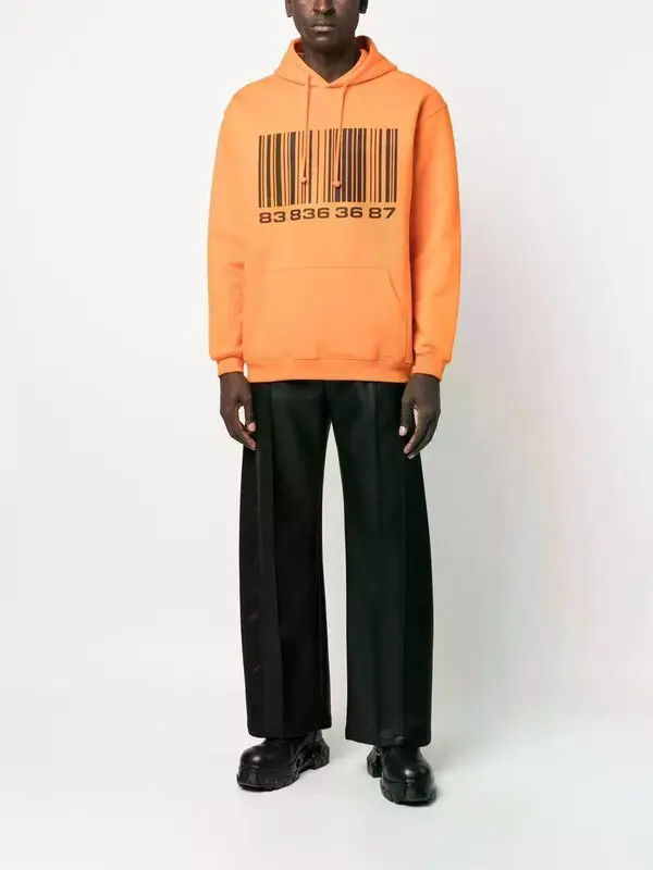 VTMNTS Barcode-print Cotton Hoodie - Orange