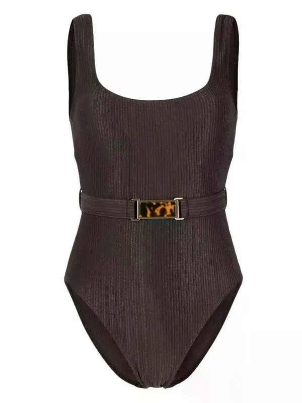 Zimmermann Laurel Ribbed Swimsuit - Brown