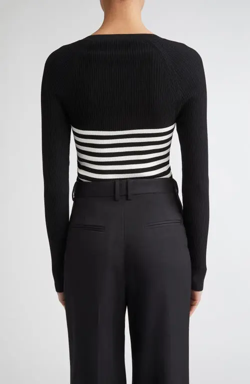 Max Mara Braies Stripe Bodice Rib Sweater