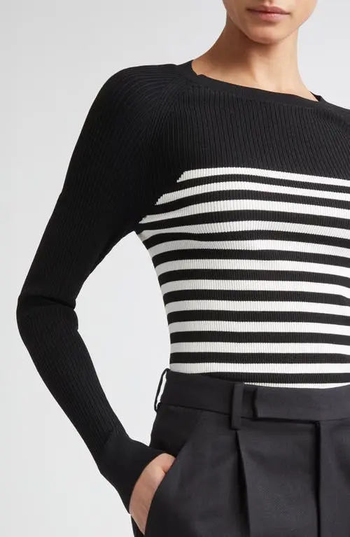 Max Mara Braies Stripe Bodice Rib Sweater