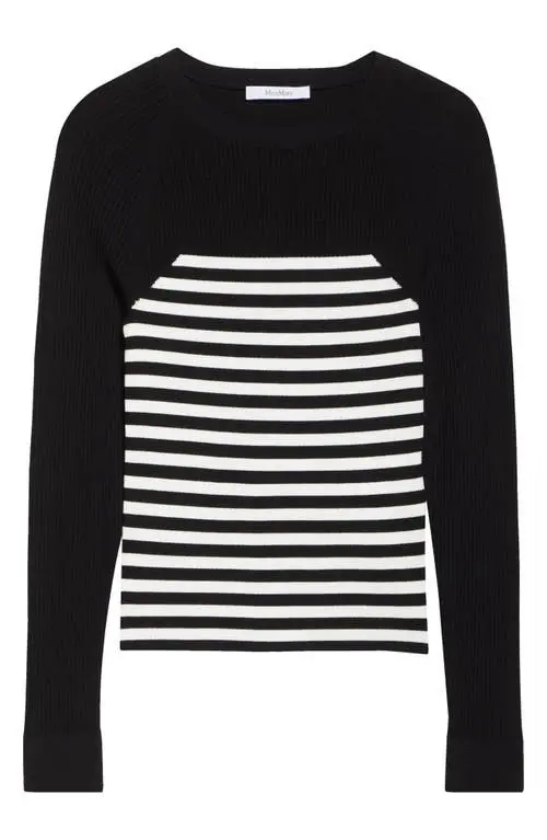 Max Mara Braies Stripe Bodice Rib Sweater